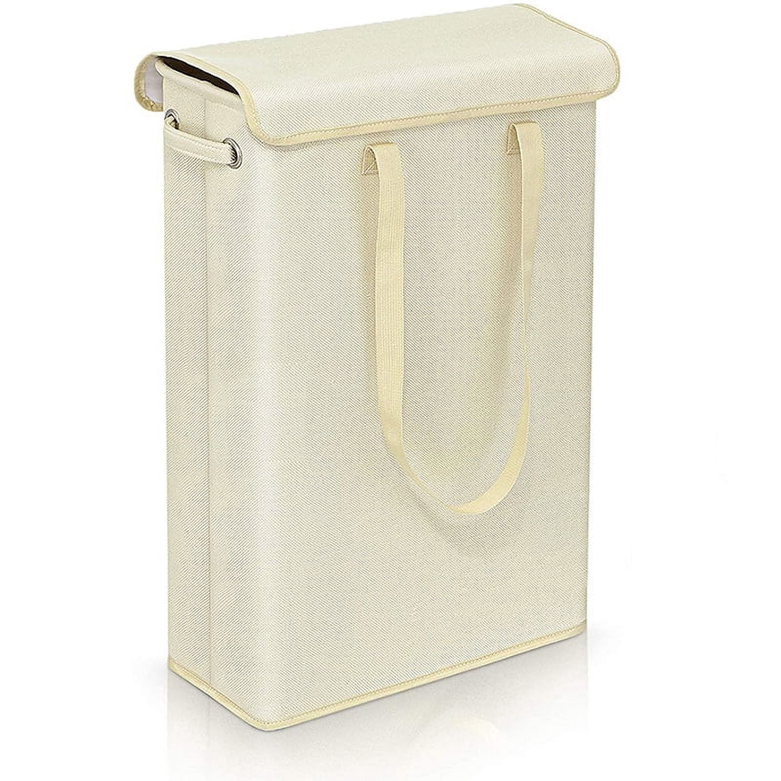 45L Thin Laundry Basket with Lid, Narrow Plastic Storage Hamper with ...
