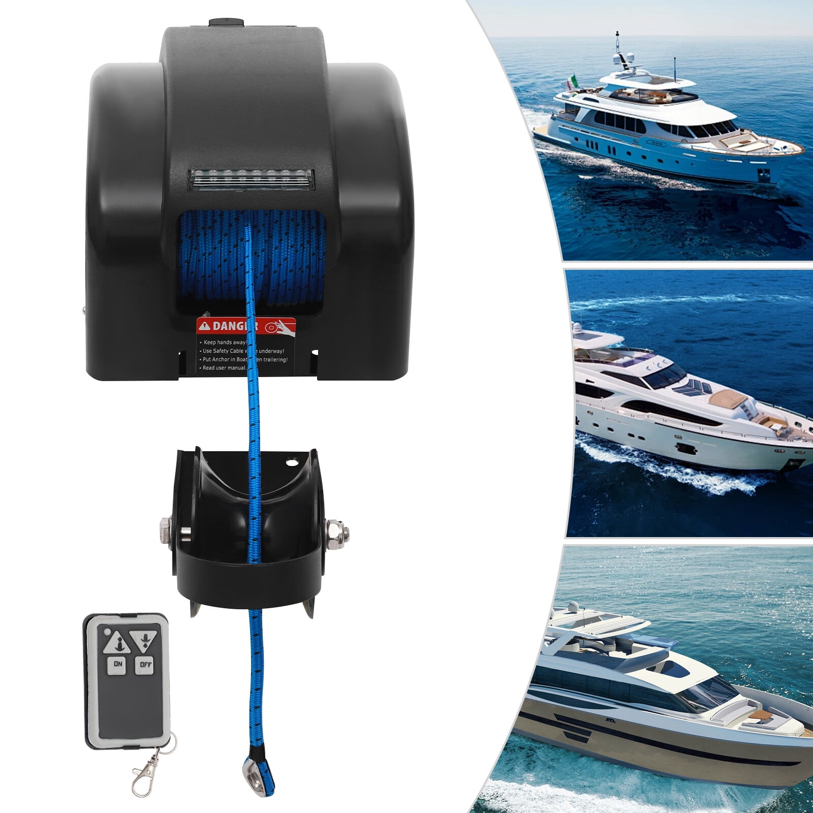 45LBS Electric Anchor Winch, 12V Boat Anchor Winch with Remote Control ...