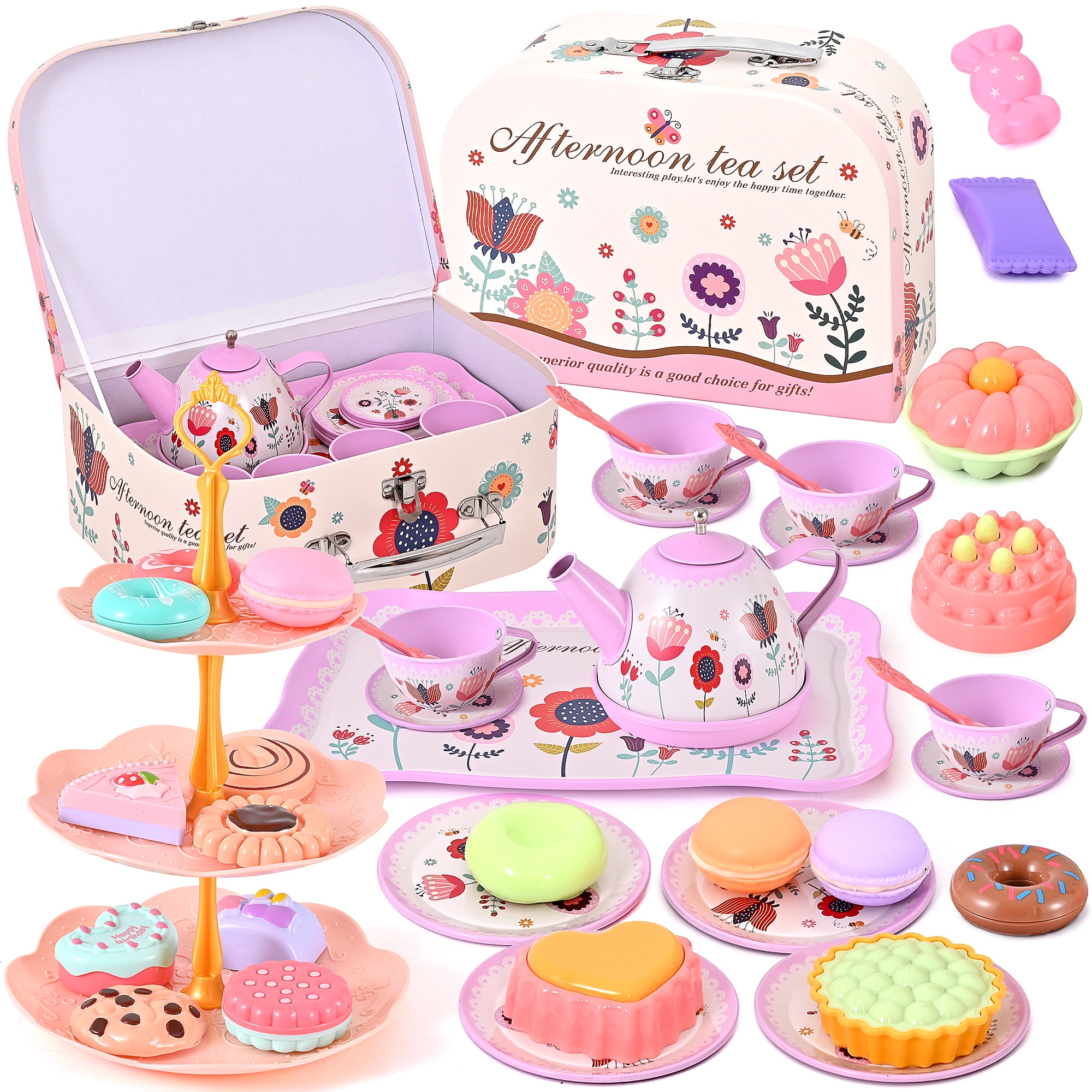 FANL 45PCS Princess Tea Party Set, Pretend Play Kitchen Toys with ...