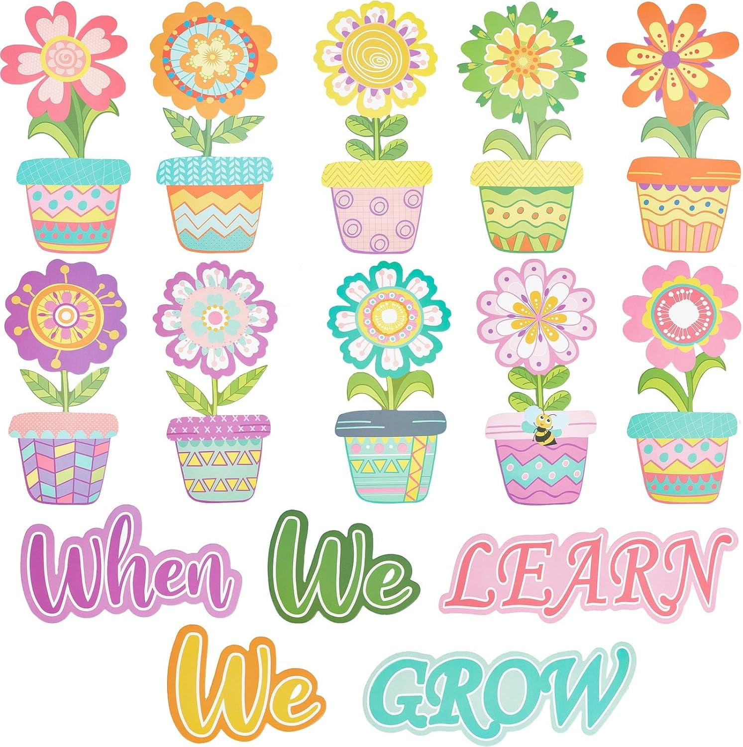 45Pcs 15 Style Bulletin Board Decorations Spring Flower Cut Outs Floral ...