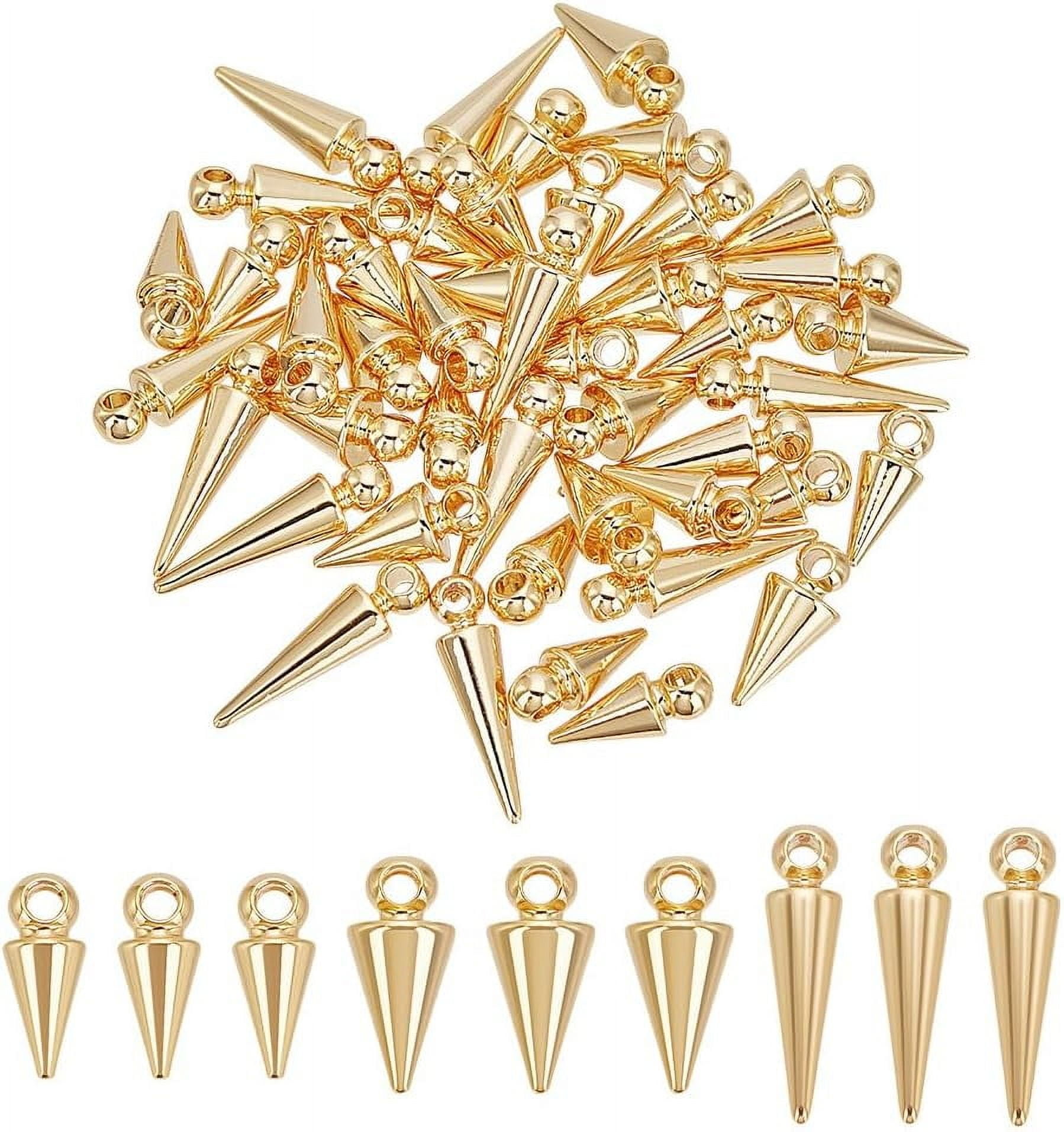 45Pcs 3 Styles Brass Pendants Cone Real 18K Gold Plated 10.5~15x4~5mm ...