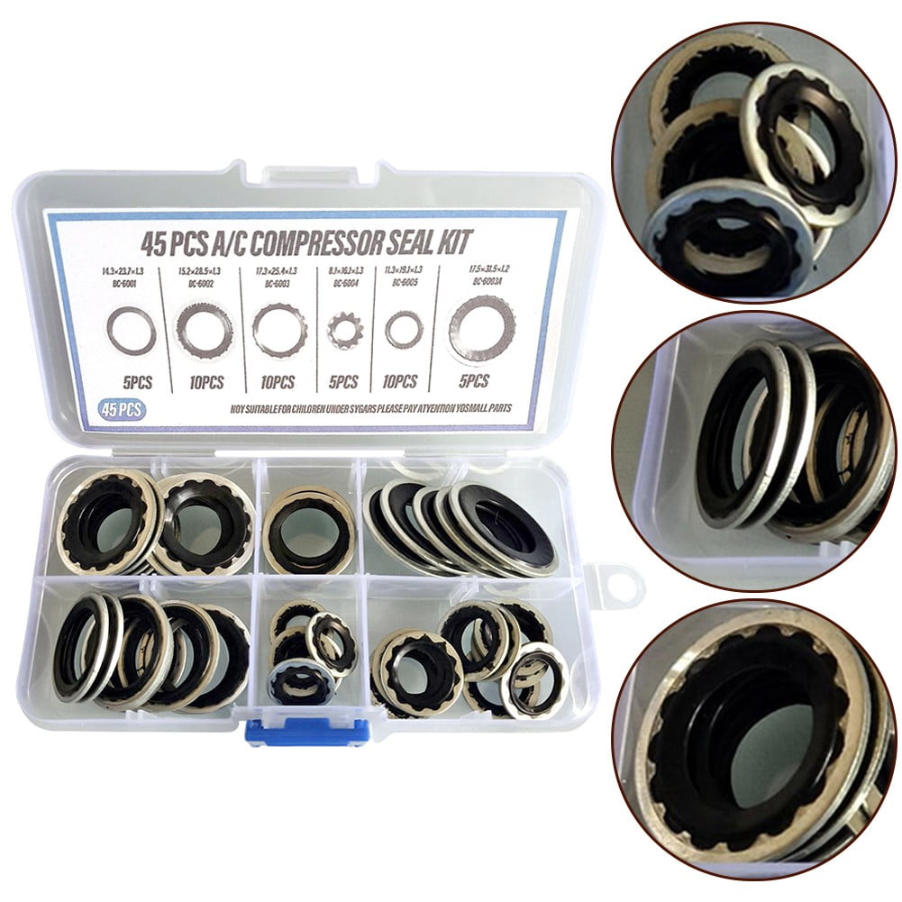 45Pcs Automotive Air Conditioning Compressor Gasket Seal Repair Parts ...