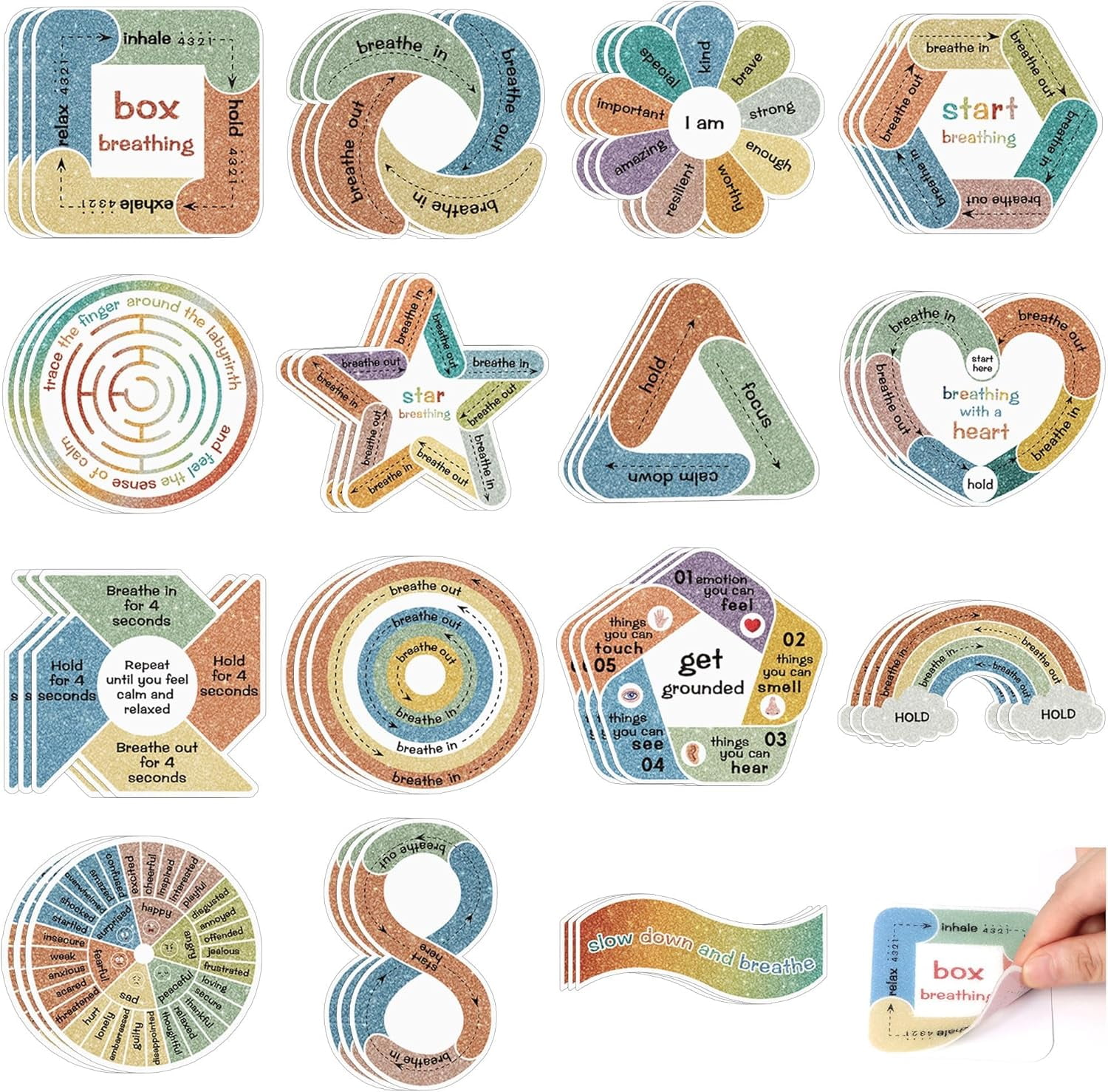45Pcs Calm Stickers for Anxiety Sensory Textured Sensory Stickers Anti ...
