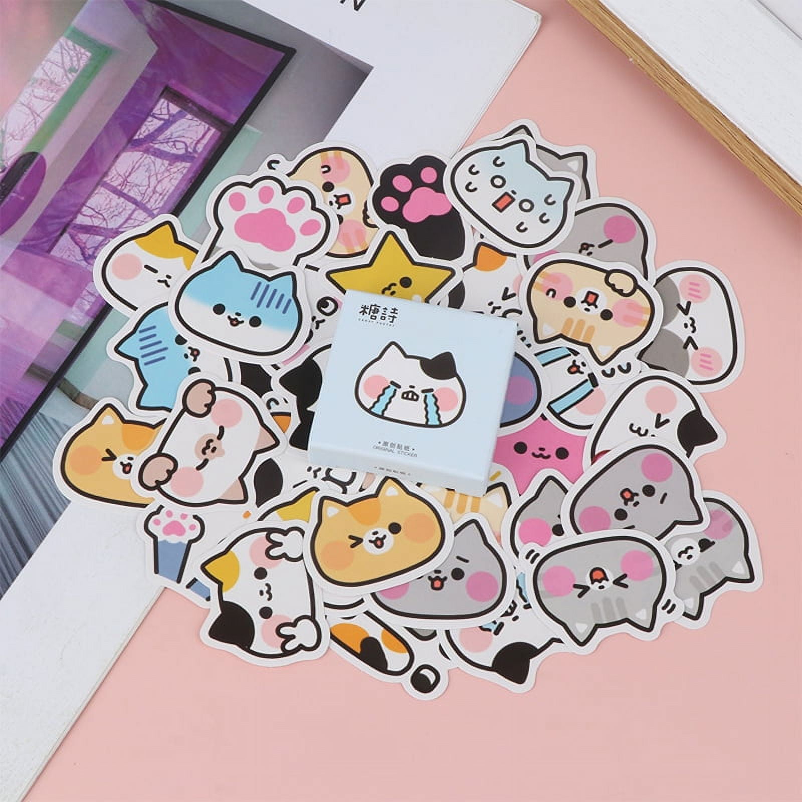 45Pcs Cute Cat Stickers Vinyl Decals Animals Kitten Sticker For Bottles ...