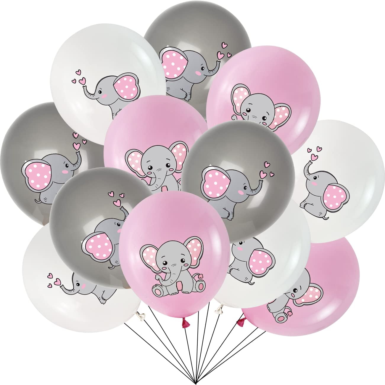 45Pcs Elephant Balloons - Elephant Baby Shower Decorations for Girl and ...