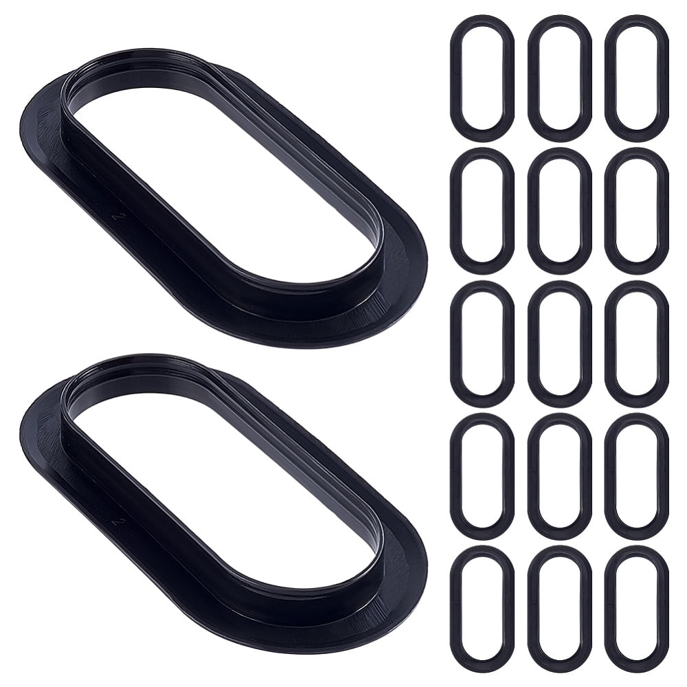 45Pcs Plastic Bag Handles Oval Black 108x53.5x8mm Inner Diameter: 84 ...