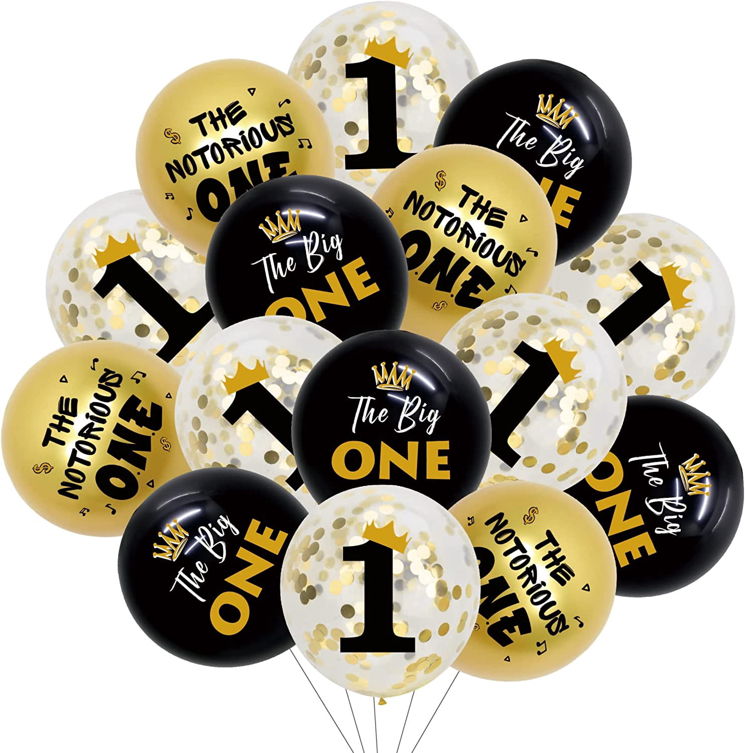 45Pcs The Notorious One Birthday Balloons Decorations, Black Gold Big ...