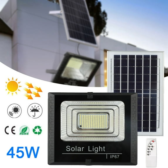 45W 170LED Solar Light Remote Motion Sensor Lamp Outdoor Wall Street ...