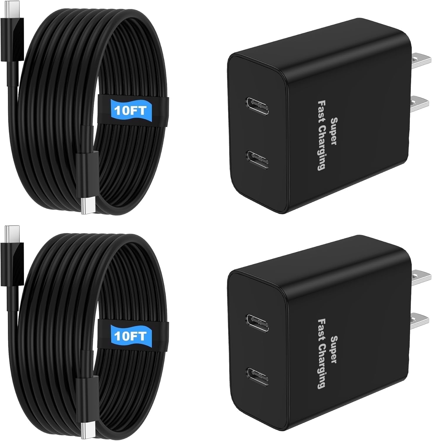 45W 2Pack Super Fast Charger USB C Dual Port Android Phone Charger Type ...