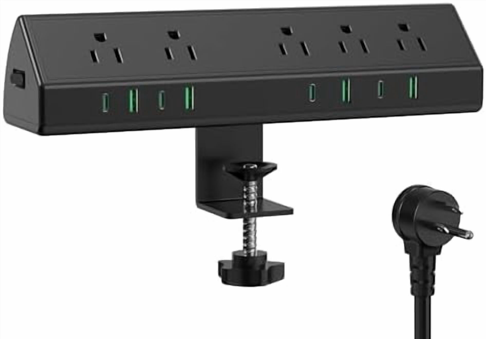 45W Fast Charging Station,Desk Clamp Power Strip,4 PD USB-C Ports,5 AC ...