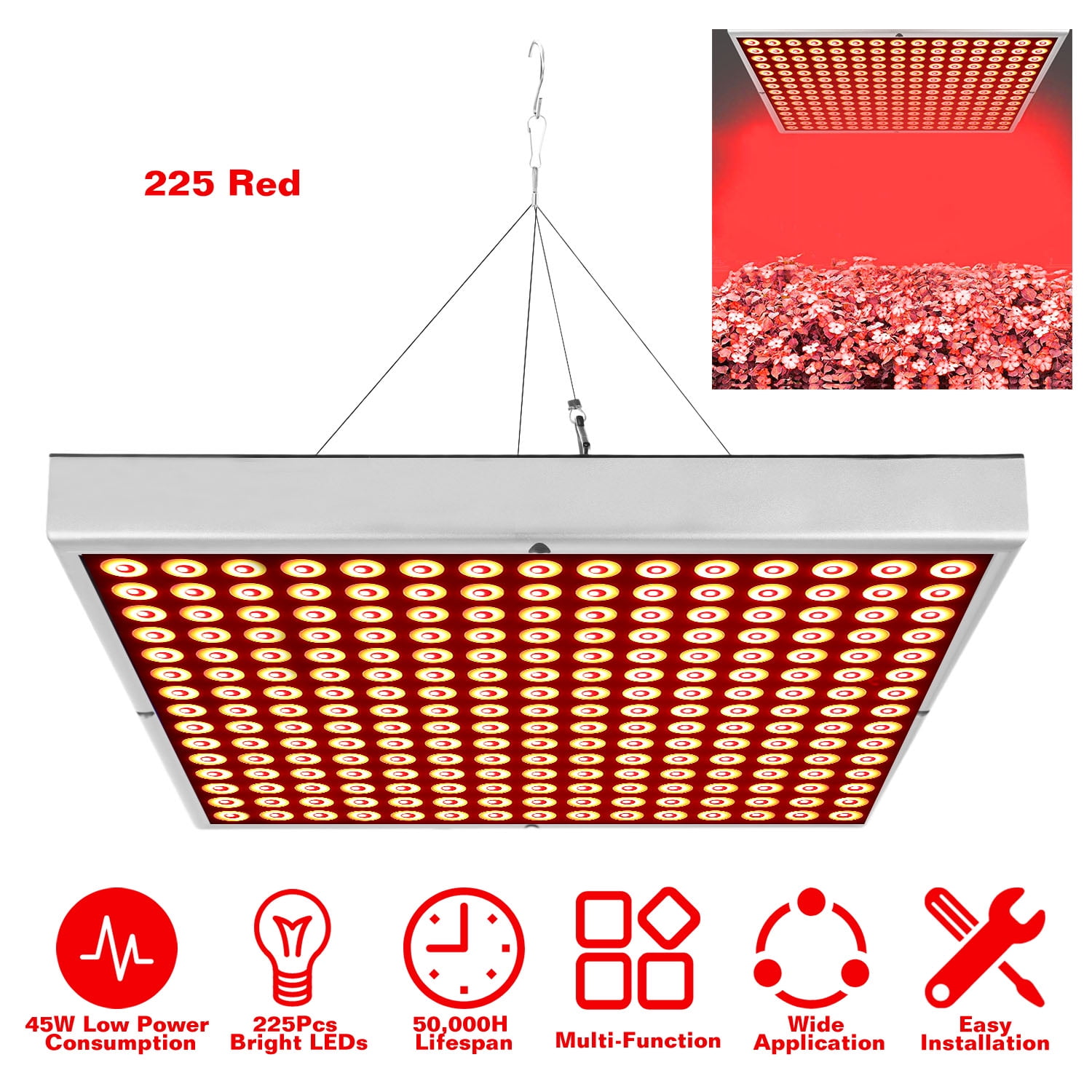 45W LED Grow Light Panel, iMounTEK 225 LEDs Plant Grow Lamp Light with ...