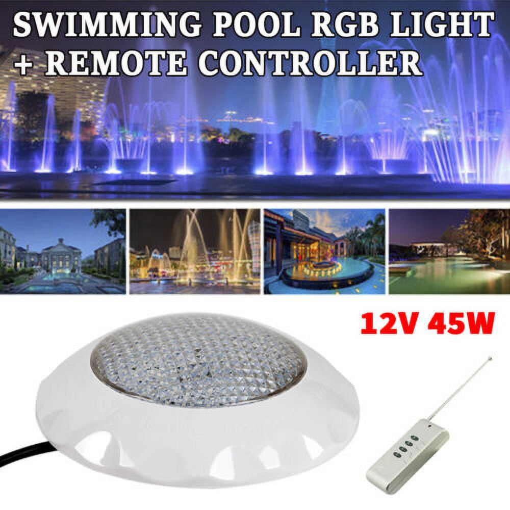 45W RGB Swimming LED Pool Lights Underwater light IP68 Waterproof+Remote Control - Walmart.com