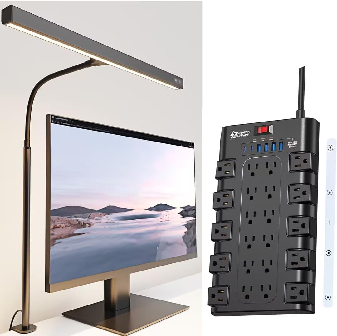 45W Type-C Fast Charging Power Strip Surge Protector with Eye-Caring ...