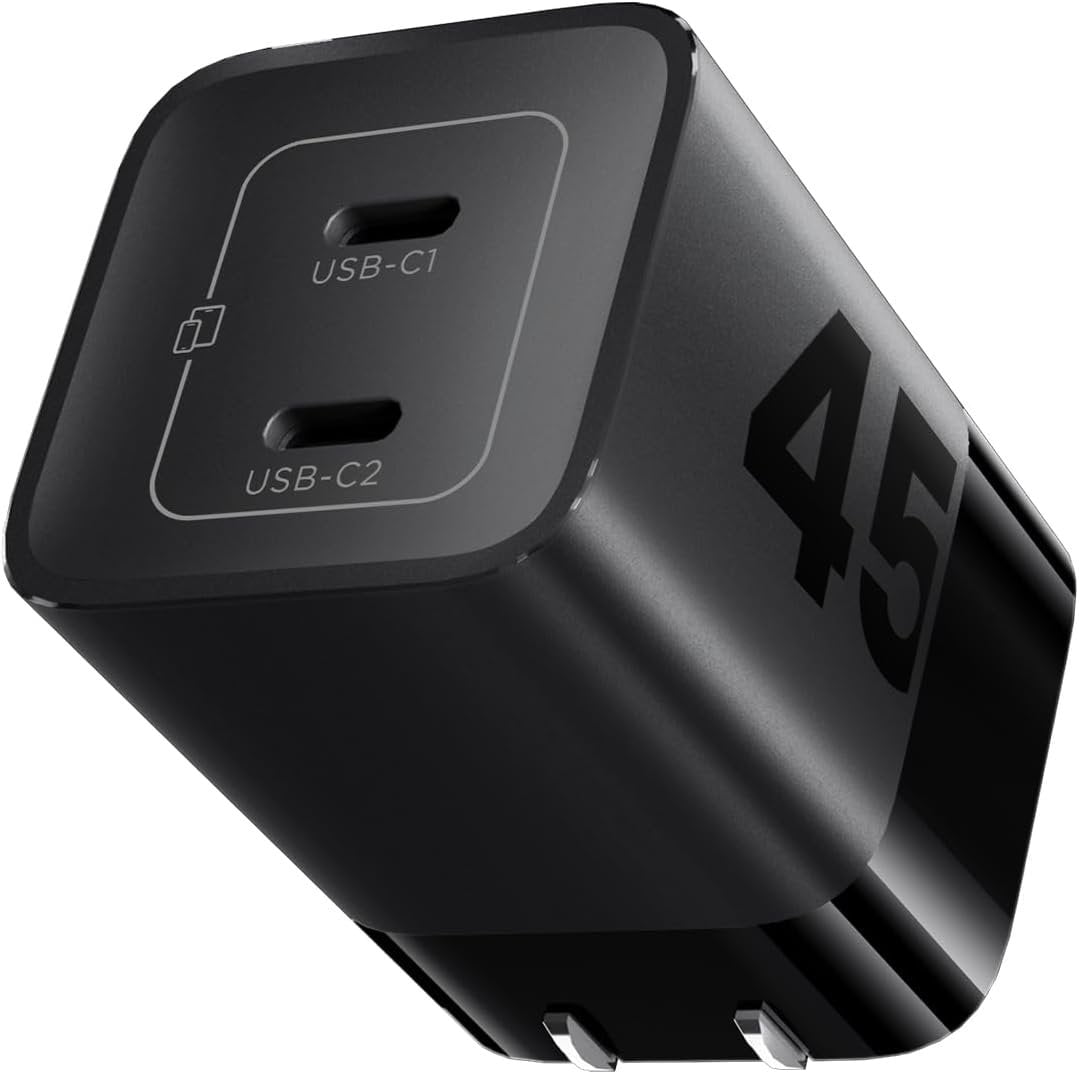 45W USB C Charger, 2 Port PPS Compact Foldable GaN Charger for 17/16 ...