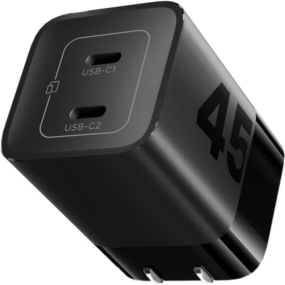 45W USB C Charger, 2 Port PPS Compact Foldable GaN Charger for 17/16 ...