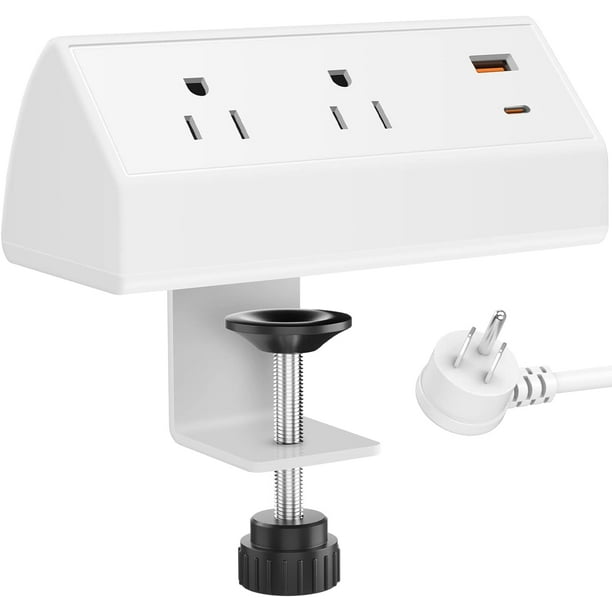 45W USB C Desk Clamp Power Strip, Desktop Mount Outlet with Surge ...