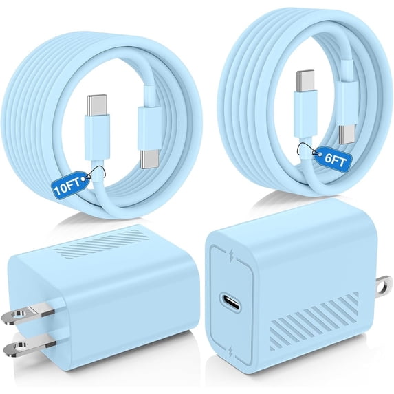 45W USB-C PD Fast Charger Block, 2Pack 10ft Type C to C Cable ...