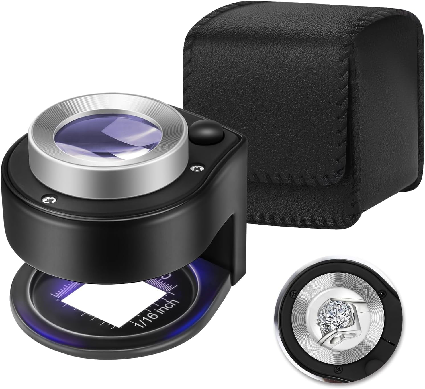 45X Jewelry Magnifier with 6 Light, Desktop Portable Coin Magnifier ...