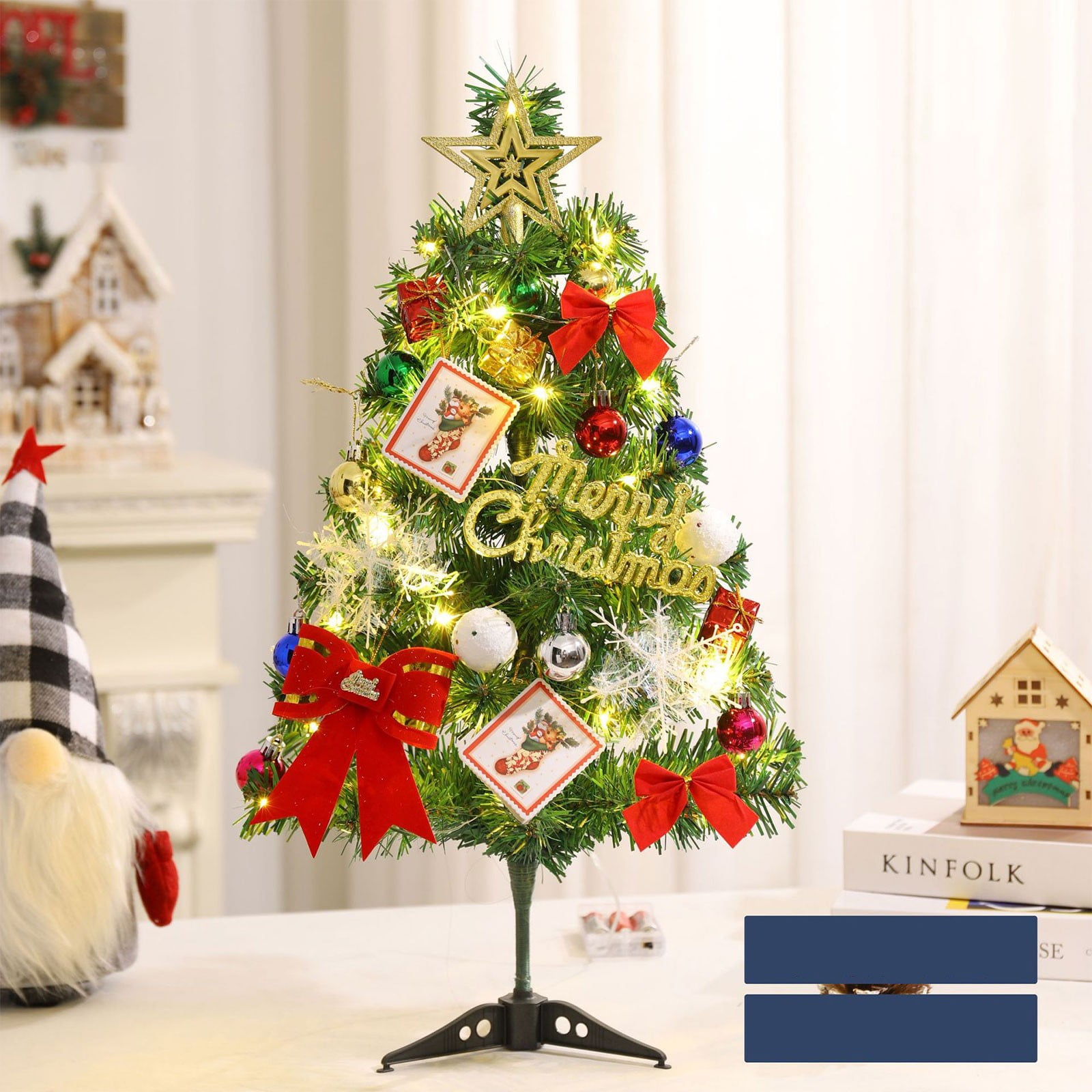 45cm & 60cm Christmas Tree Figurines Tabletop Small Christmas Tree Set ...