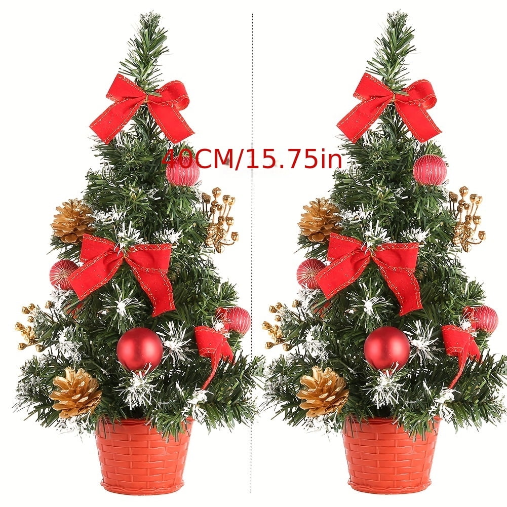 45cm Christmas Mini Tree - Colorful Lights with Star Tree Topper, Round ...