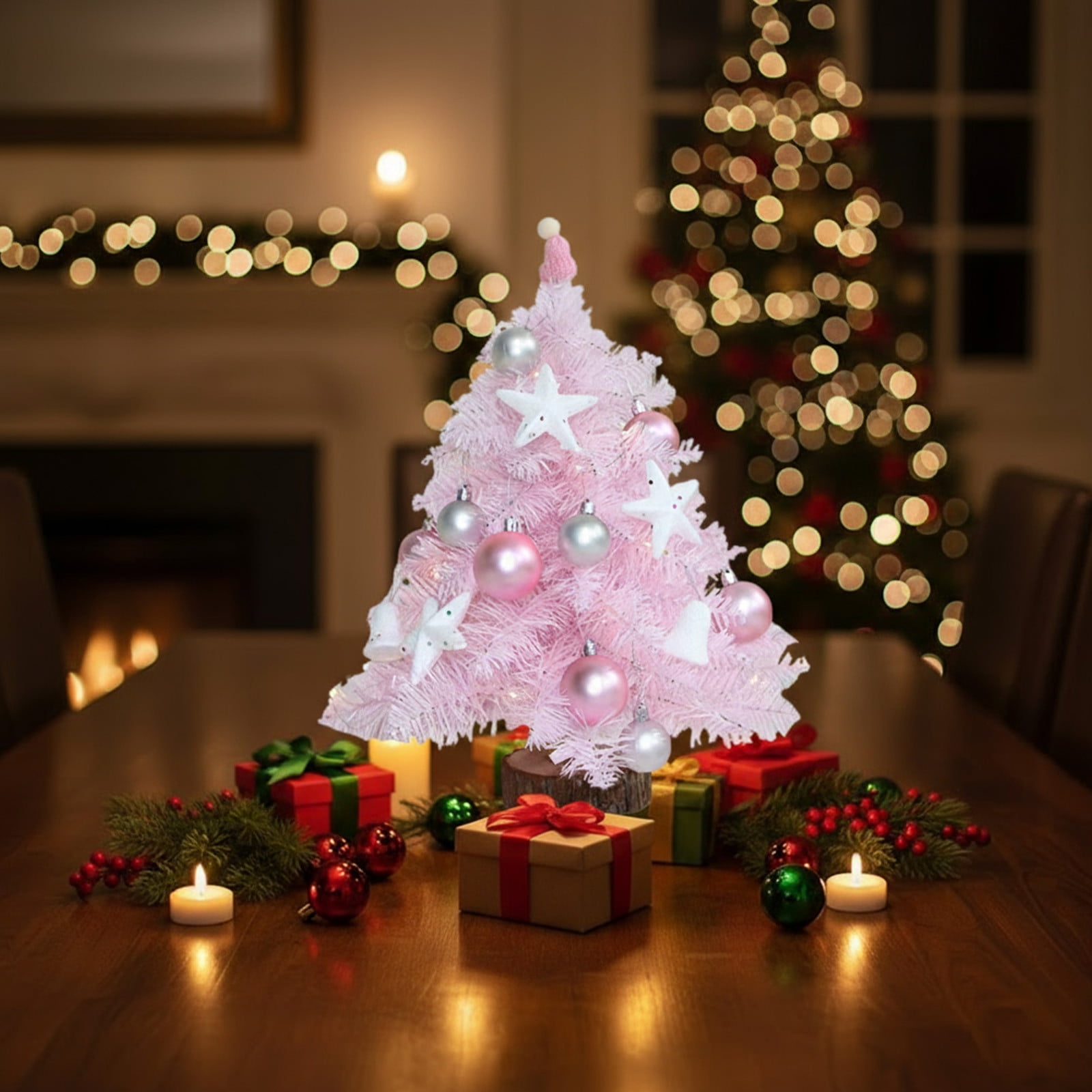 45cm Christmas Tree With Accessories Set,Artificial Pink Christmas Tree ...