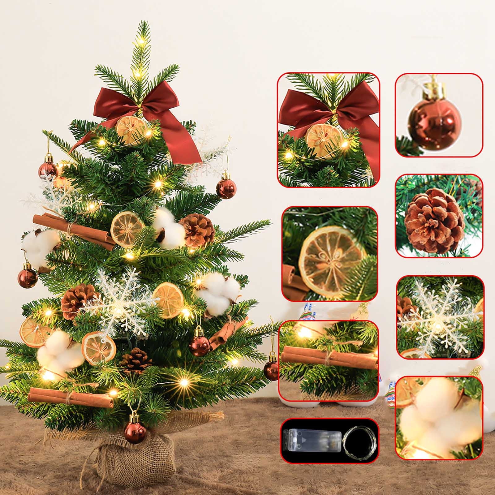 45cm Lit Green Artificial Christmas Tree With Encrypted Flame Retardant ...
