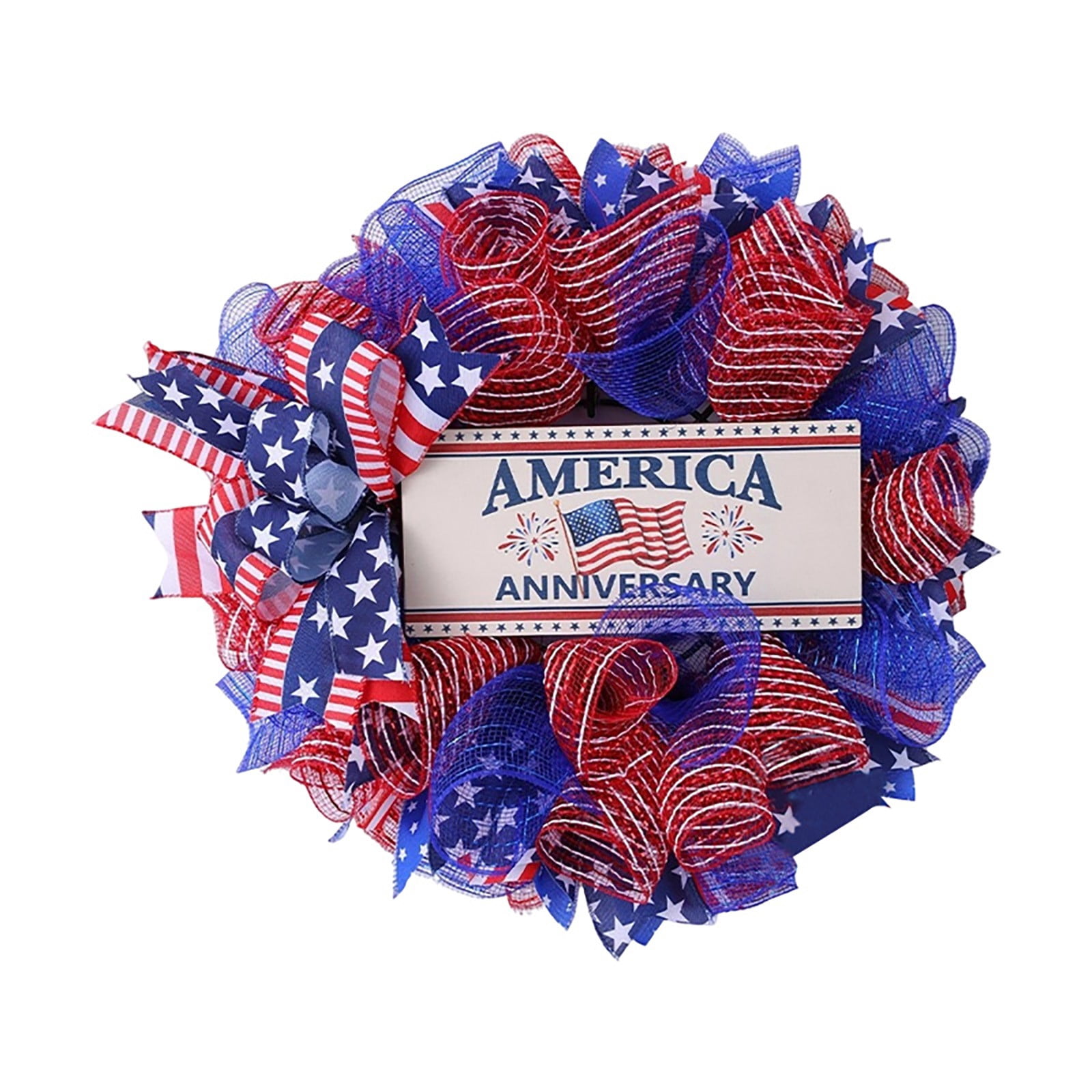 45cm Mesh Independence Day Wreath Patriotic Home Party Gathering ...