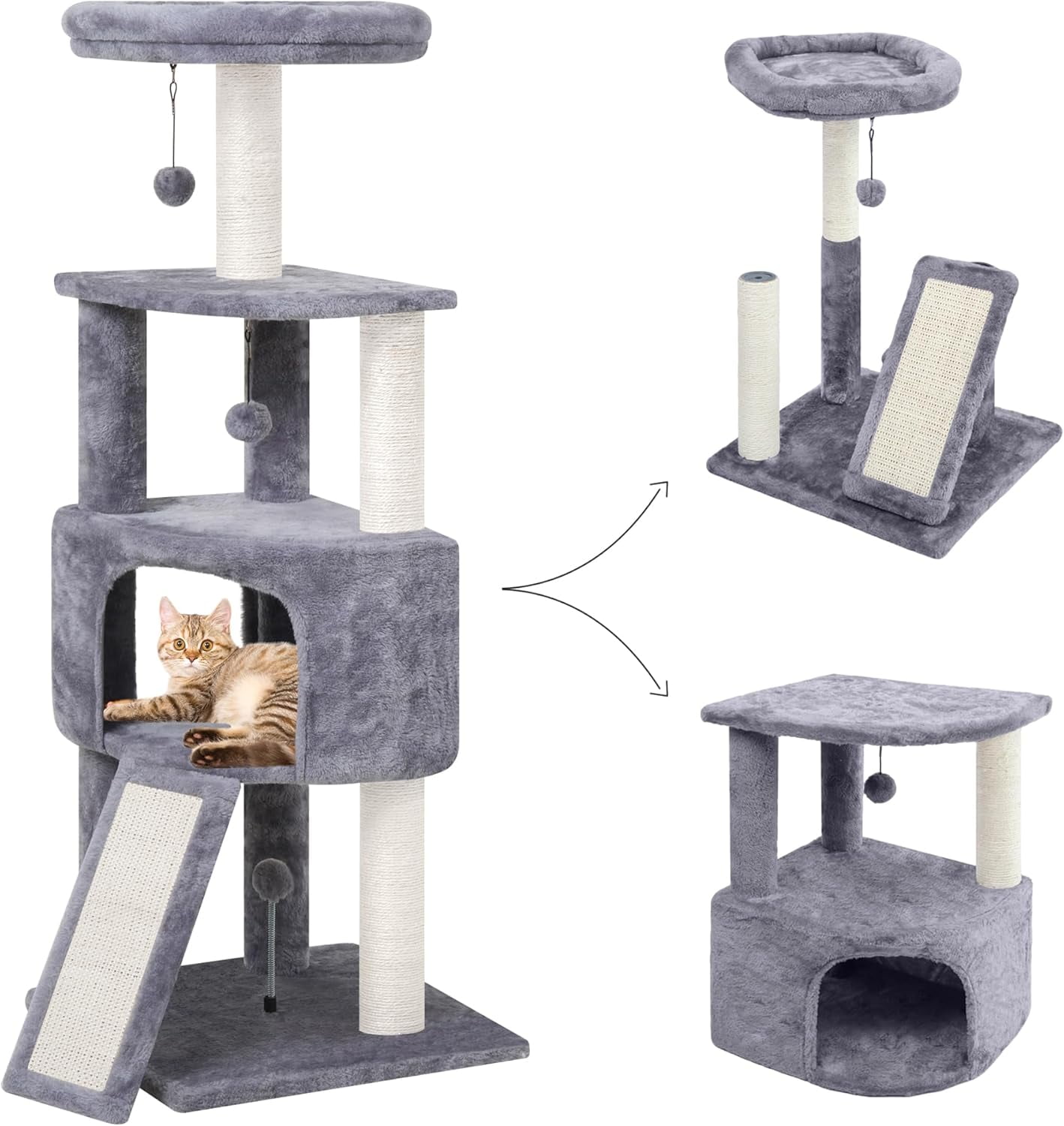 45in Cat Tree Tower with Big Condo for Indoor Cats,Cat Tower with ...