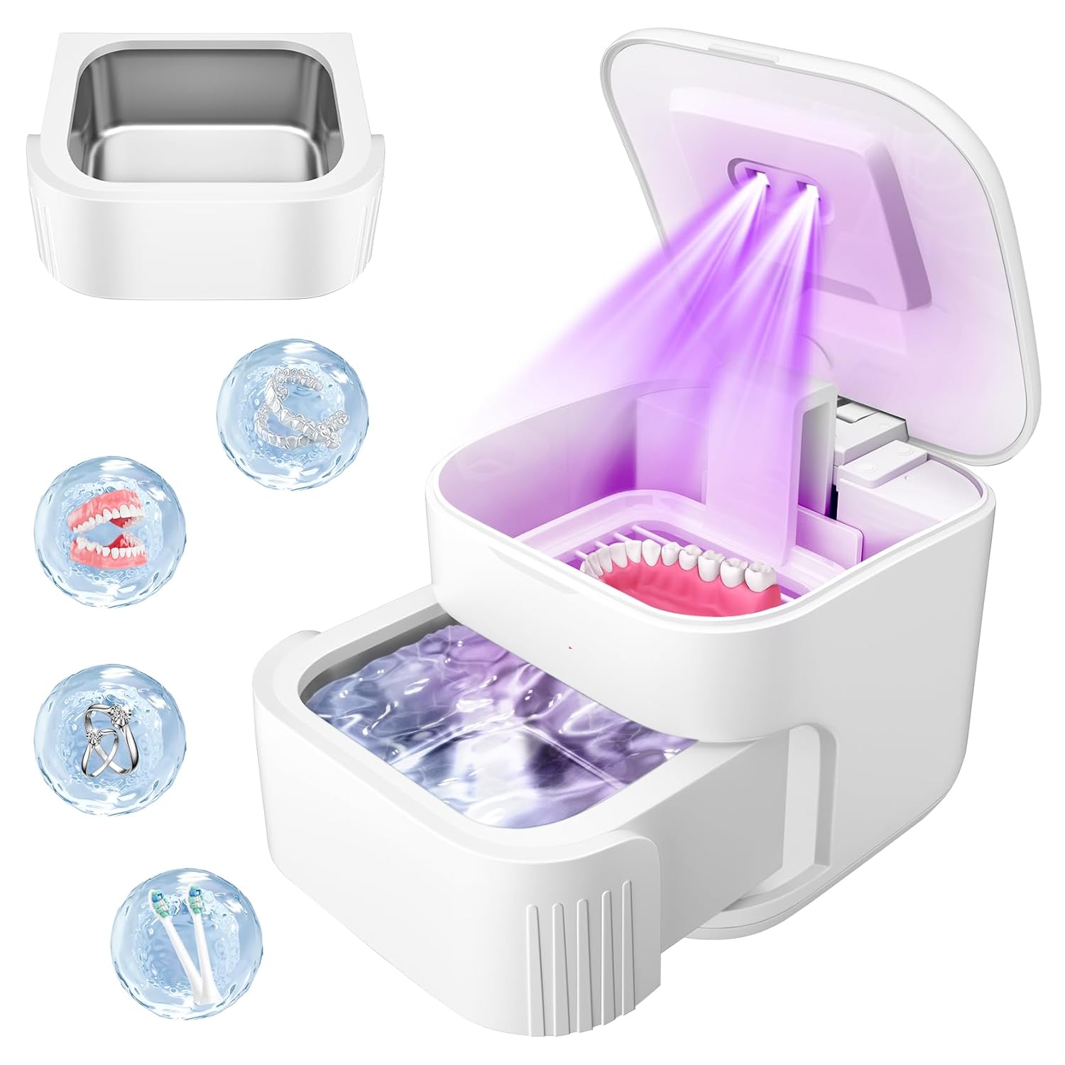 45kHz Ultrasonic Retainer Cleaner Machine, 150ML Detachable Water Tank ...