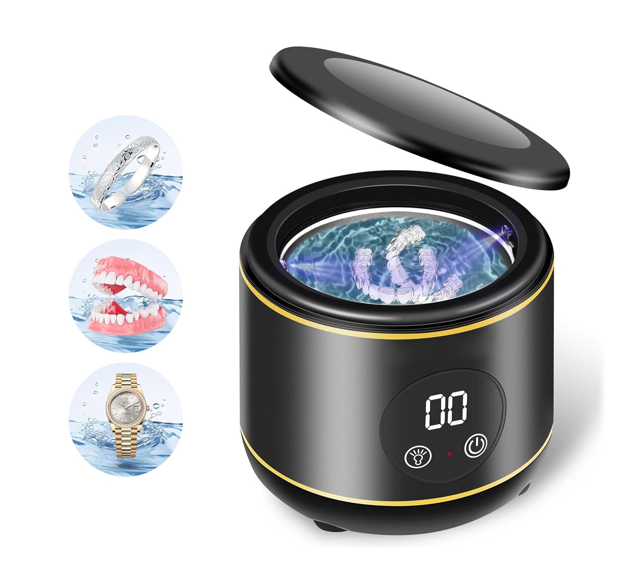 45khz Ultrasonic Cleaner, 3 Timing Cleaning Modes, 304 Stainless Steel Tank, 230ML Portable ...