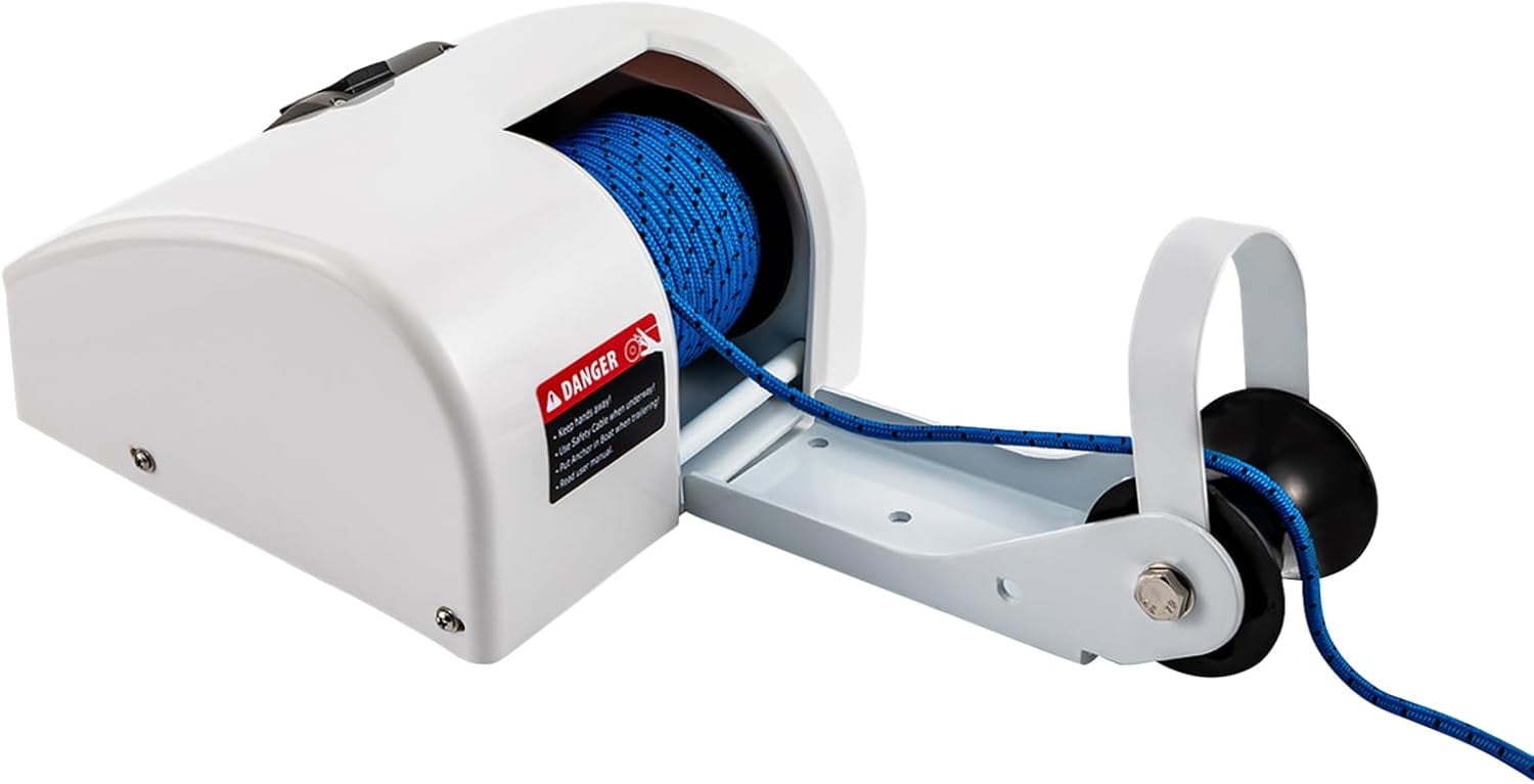 45lb Boat Electric Anchor Winch, 12V Saltwater Marine Anchor Windlass ...