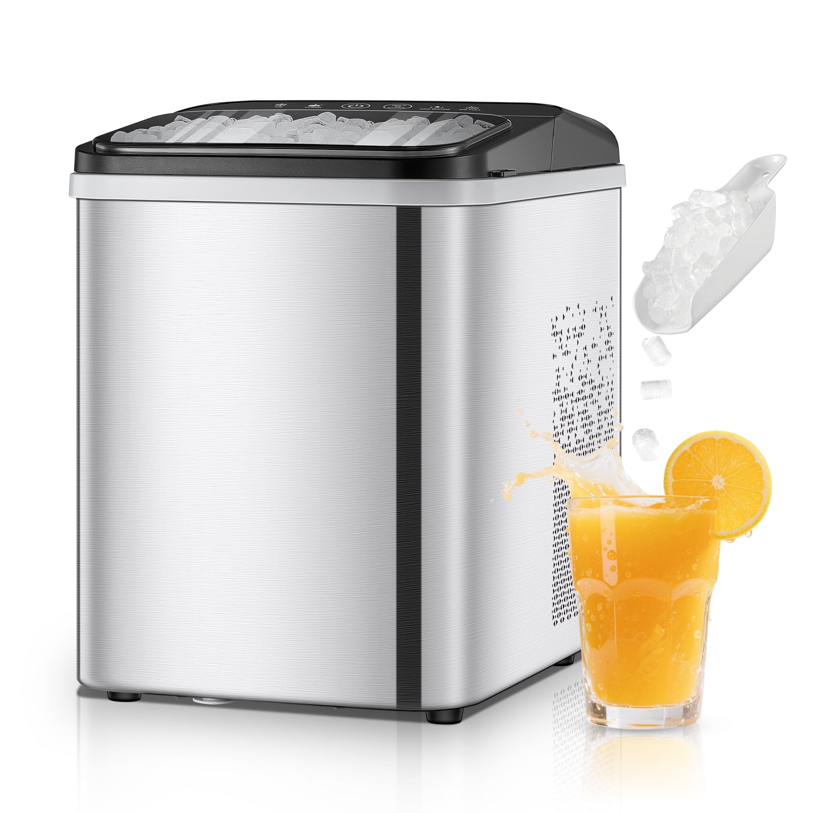 45lbs/24H Nugget Ice Maker Countertop, Chewable Crushed Sonic Pebble ...