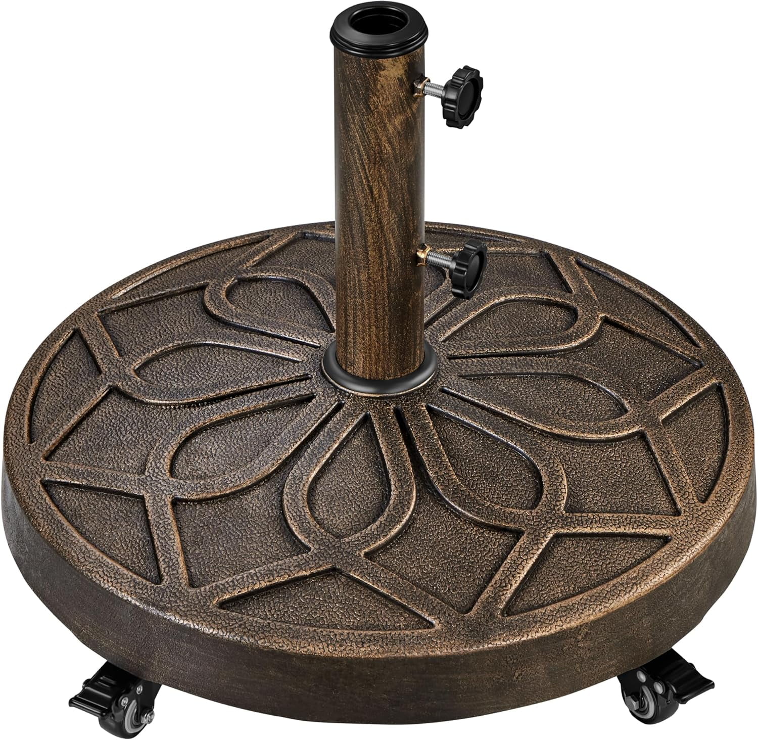 45lbs Heavy Duty Round Umbrella Base with 4 Lockable Rolling Wheels & 2 ...