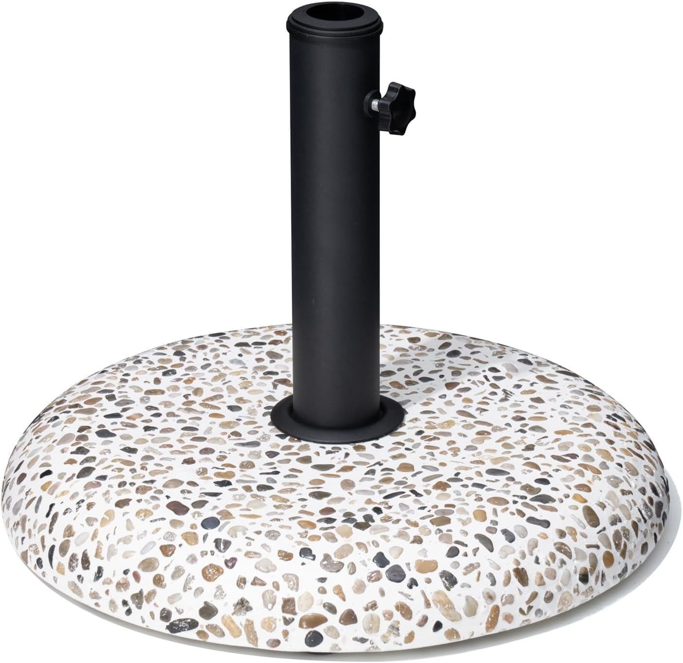 45lbs Patio Umbrella Base, Outdoor Stand, Concrete with Cobblestone ...