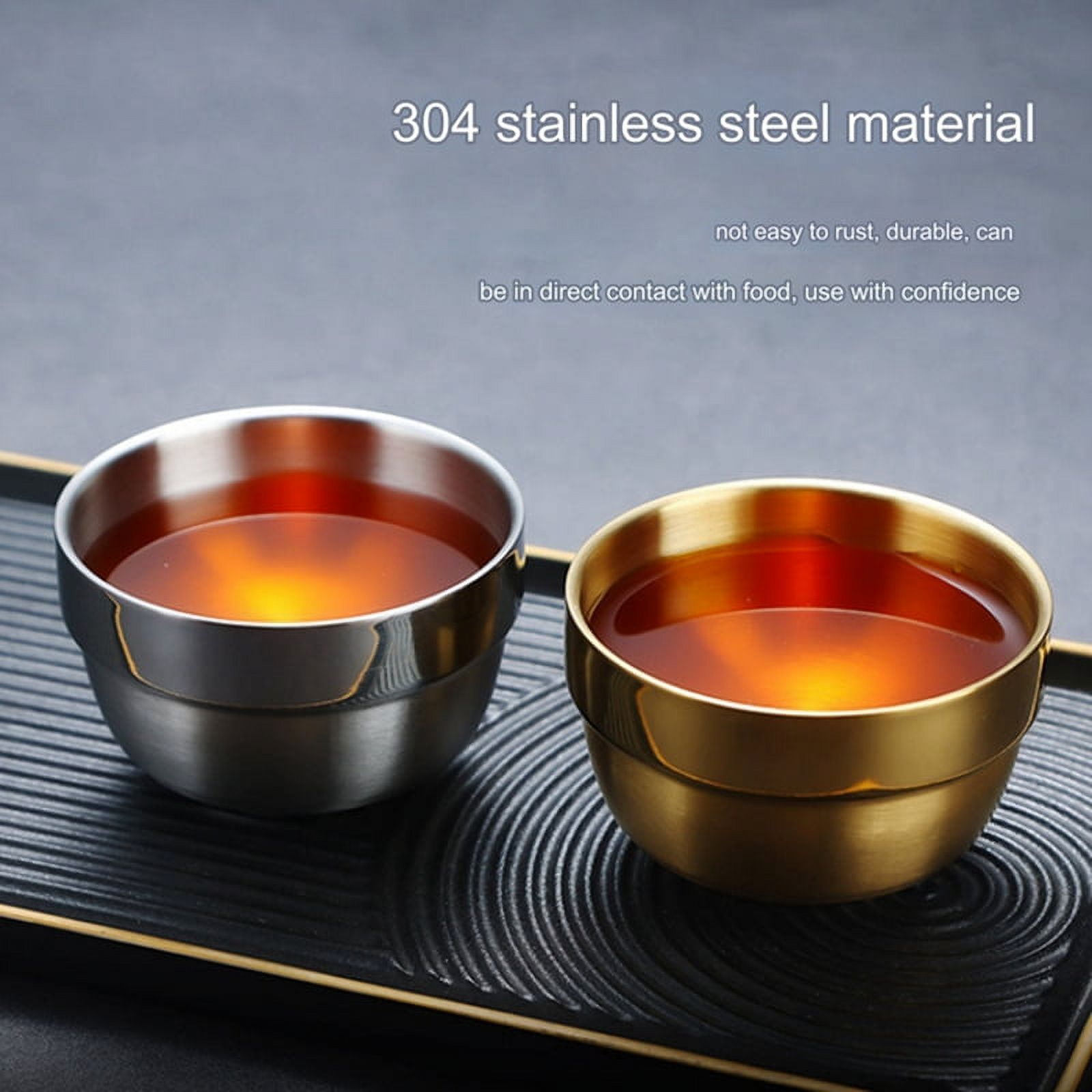 45ml Stainless Steel Sake Cup Double Layer Mini White Wine Cup for Tea ...