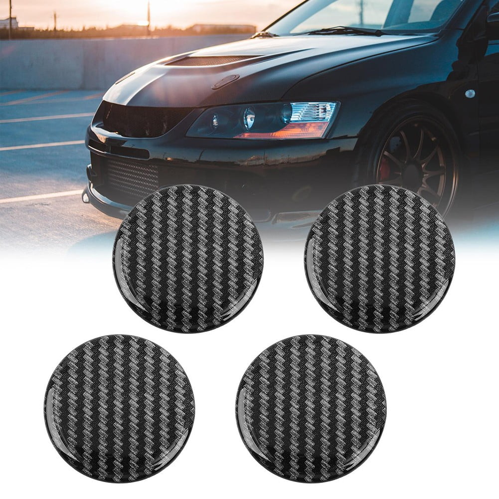 45mm Carbon Fiber Pattern Emblem Wheel Center Hub Cap Sticker Cover ...
