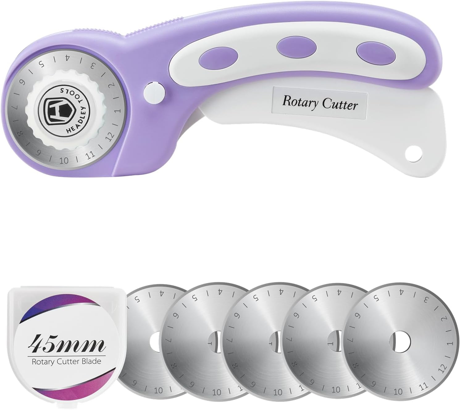 45mm Rotary Cutter for Fabric, Ergonomic Handle Rolling Cutter with ...