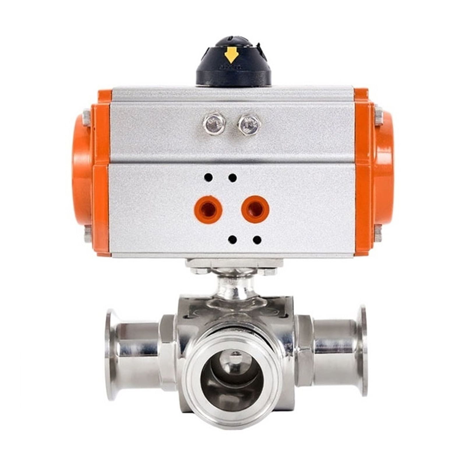 45mm Three-Way Ball Valve Pneumatic Clamp Stainless Steel Double Acting ...