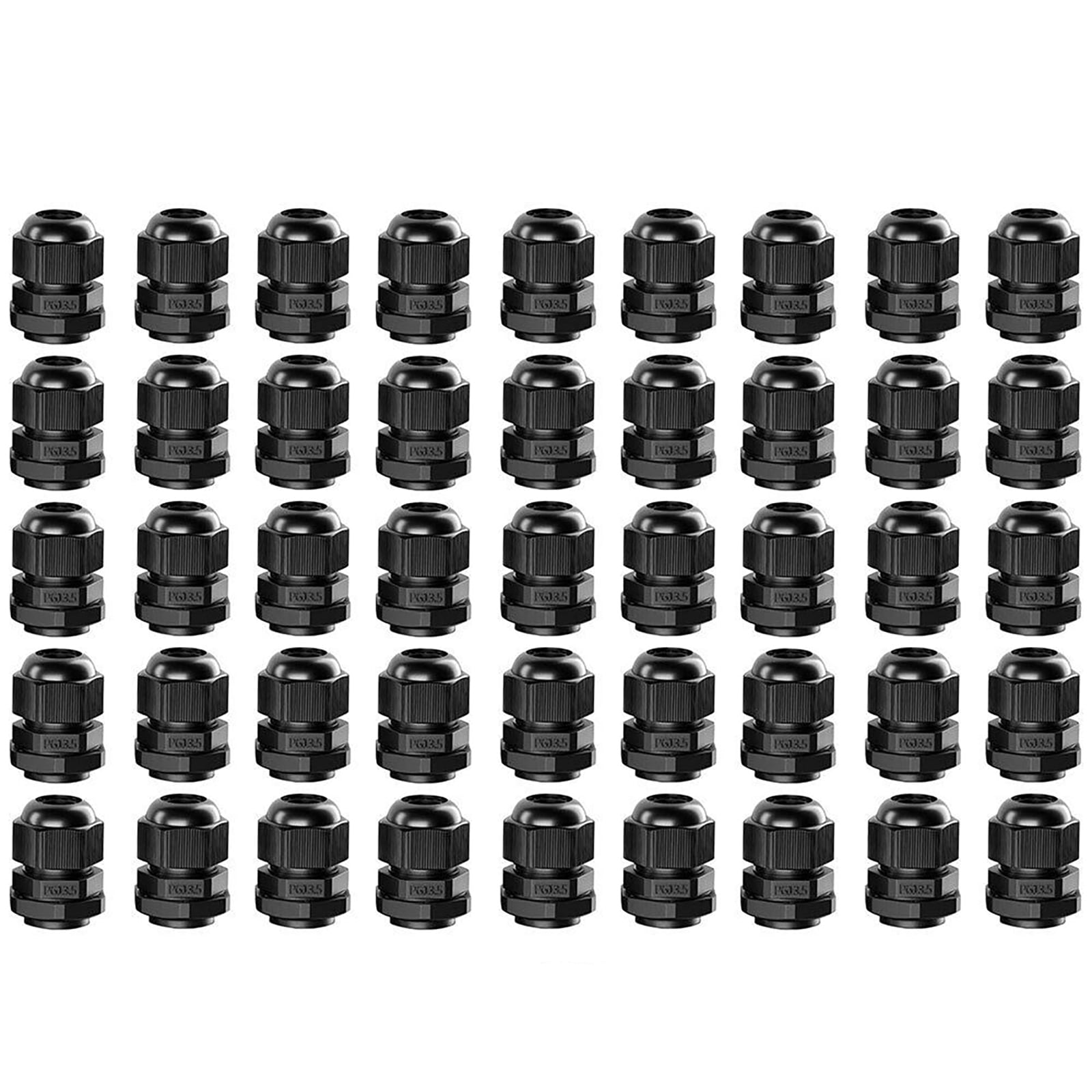 45pc PG13.5 Black Nylon IP68 Waterproof Cable Gland Connector Cable ...