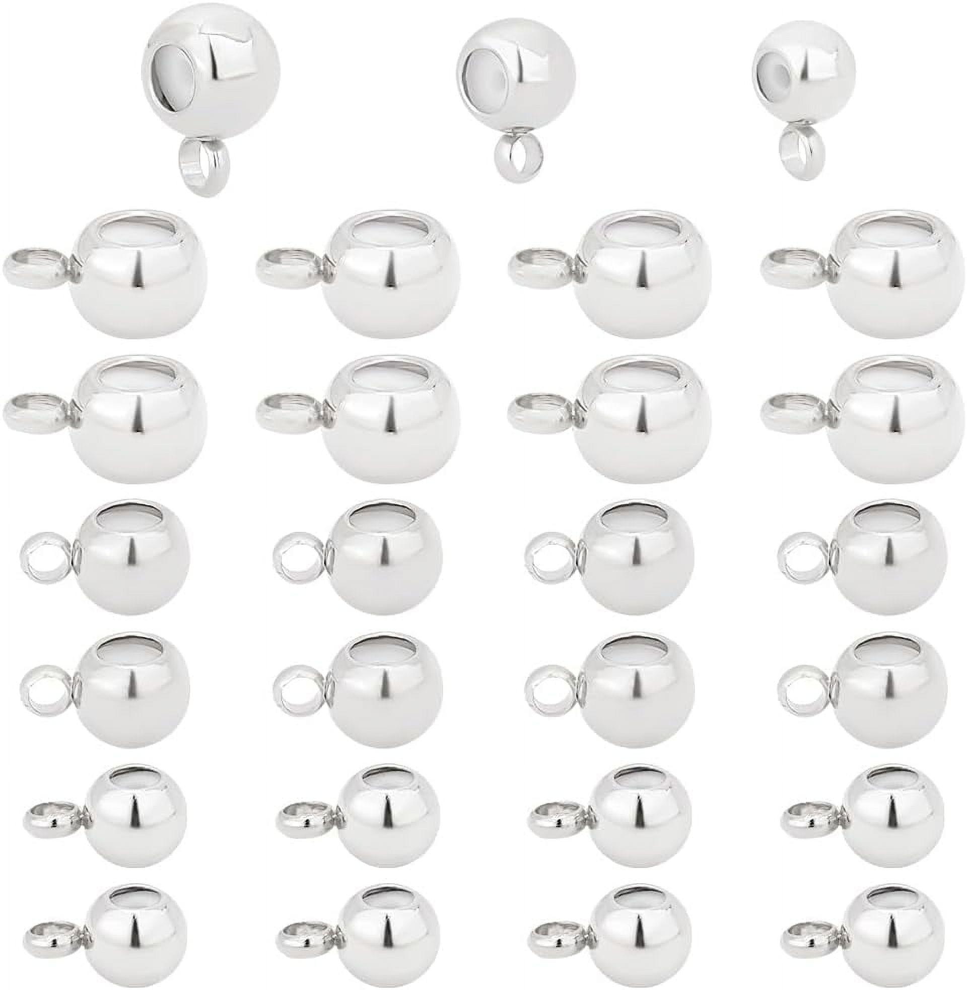 45pcs 3 Sizes Stop Beads 925 Sterling Silver Plated Spacer Beads Metal ...