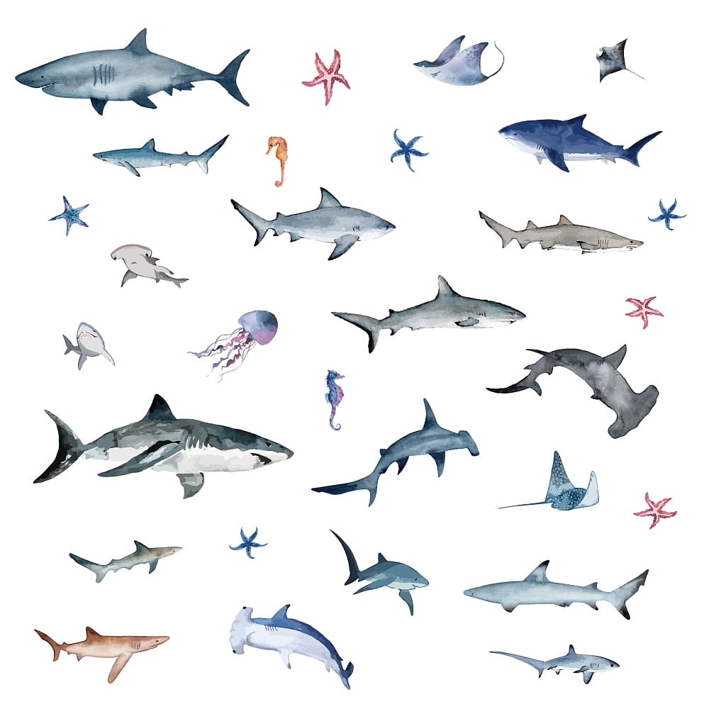 45pcs Black Sea Life Stickers Sea Animals Silhouettes Decal Whale Sea ...