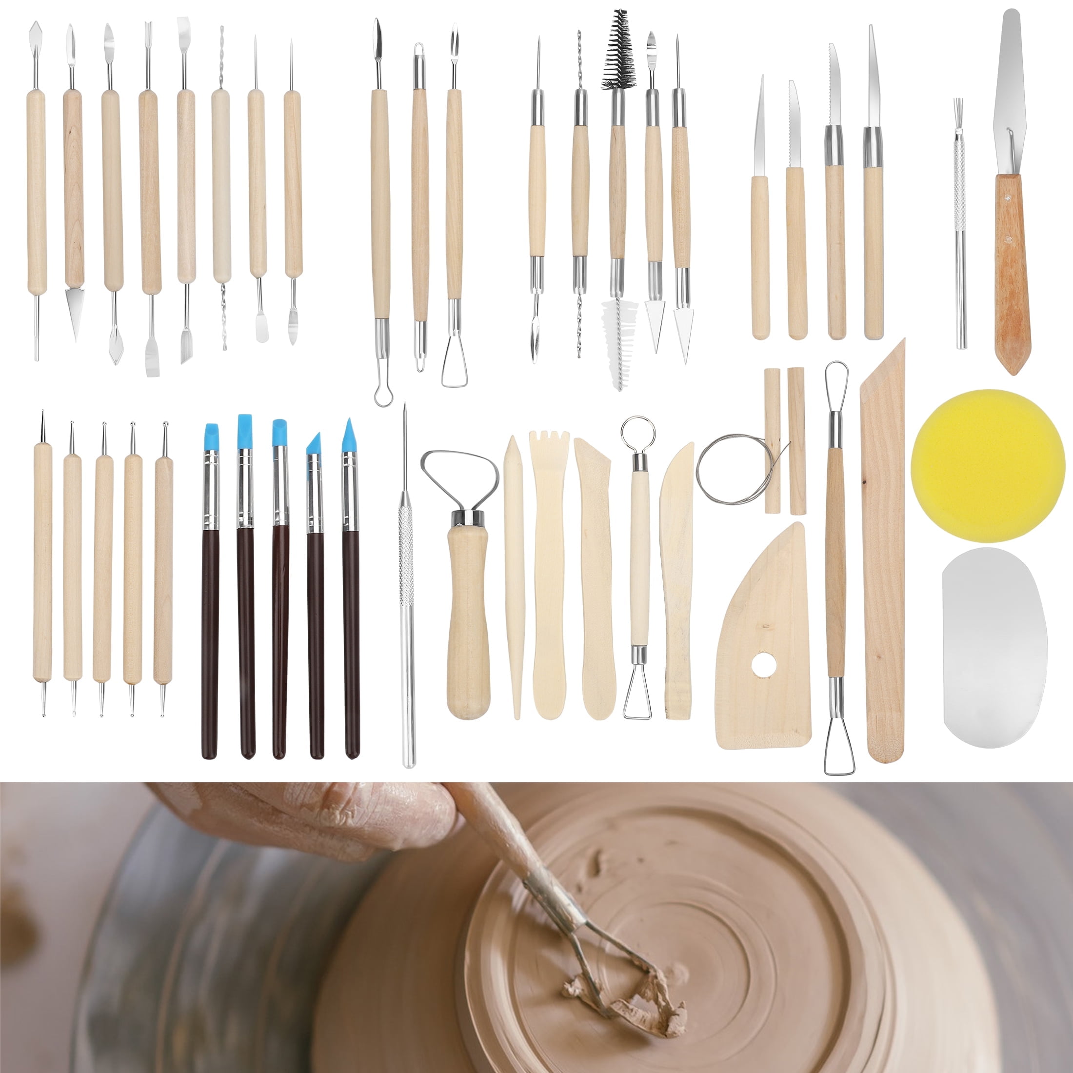 45pcs Ceramic Clay Tools Set, EEEkit Embossing Craft Drawing and Molding Pottery Tool Set ...