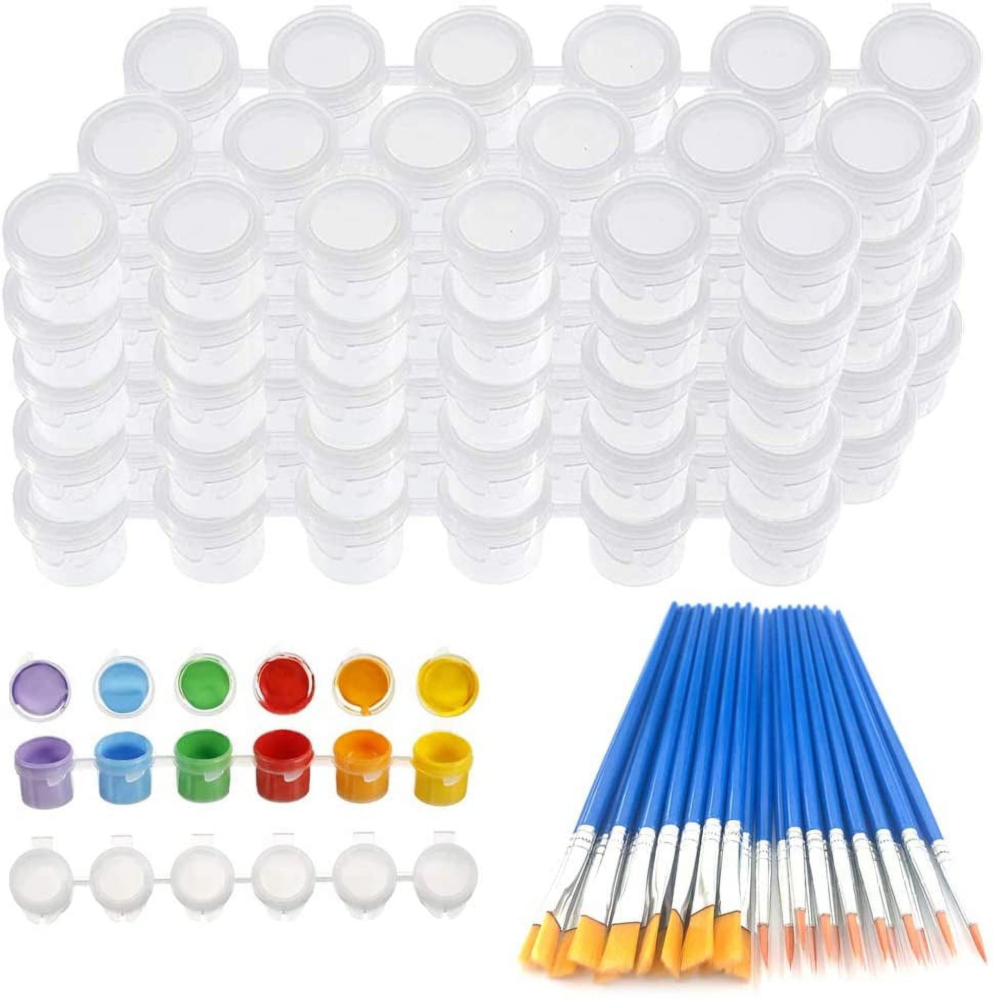 45pcs Empty Paint Pots Strips Paint Brush Set for Kid,15 Strips 90 Pots ...