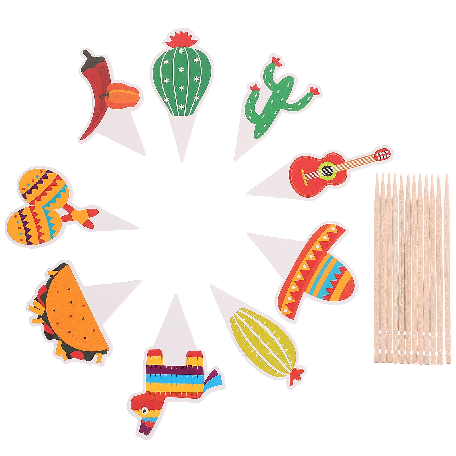 45pcs Mexican Carnival Themed Cupcake Toppers Festival Cake Inserting ...