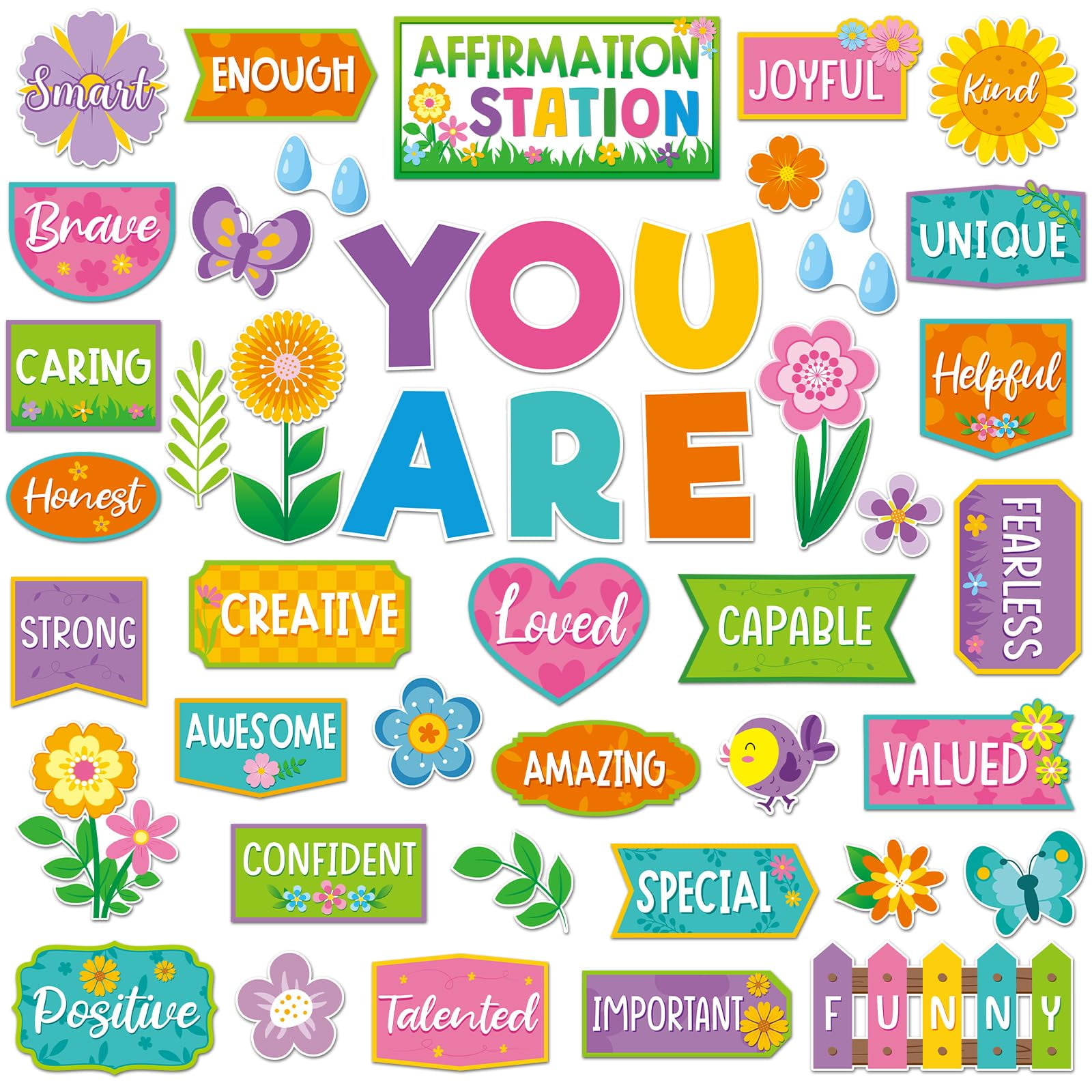 45pcs Spring Affirmation Station Bulletin Board Set Motivational ...