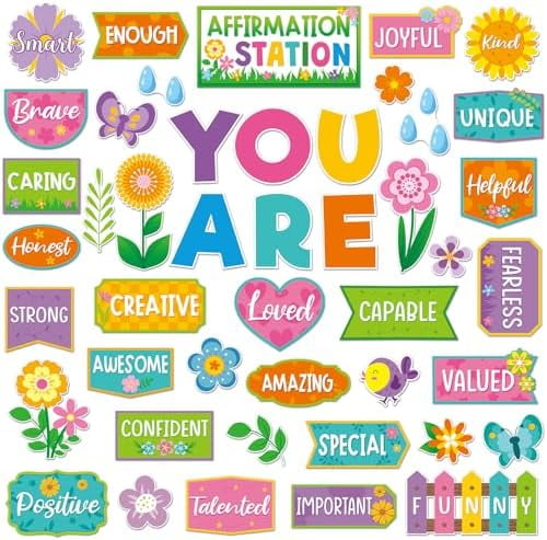 45pcs Spring Affirmation Station Bulletin Board Set Motivational ...