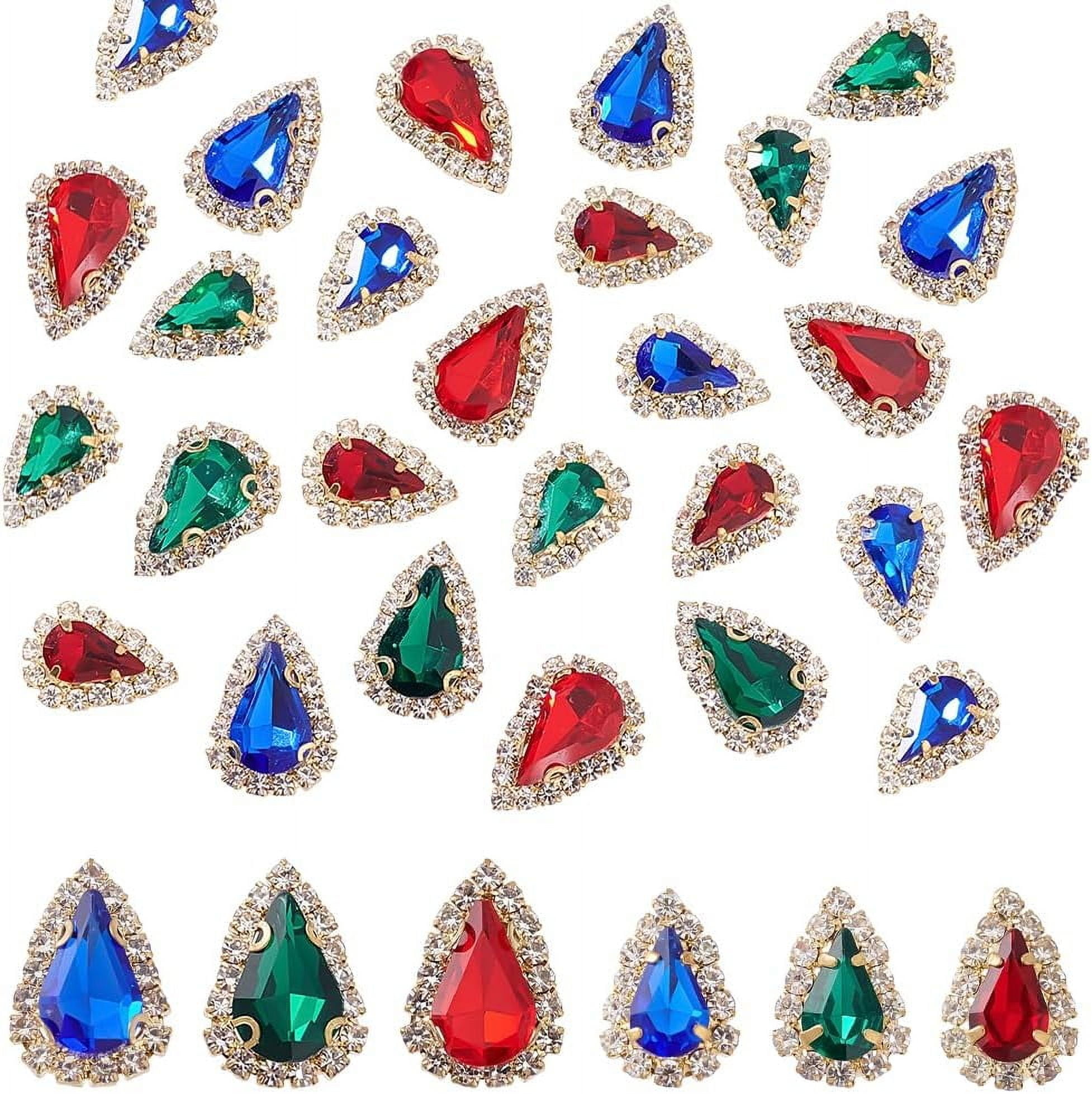 45pcs Teardrop Sew On Rhinestones Colorful Crystal Glass Rhinestone ...