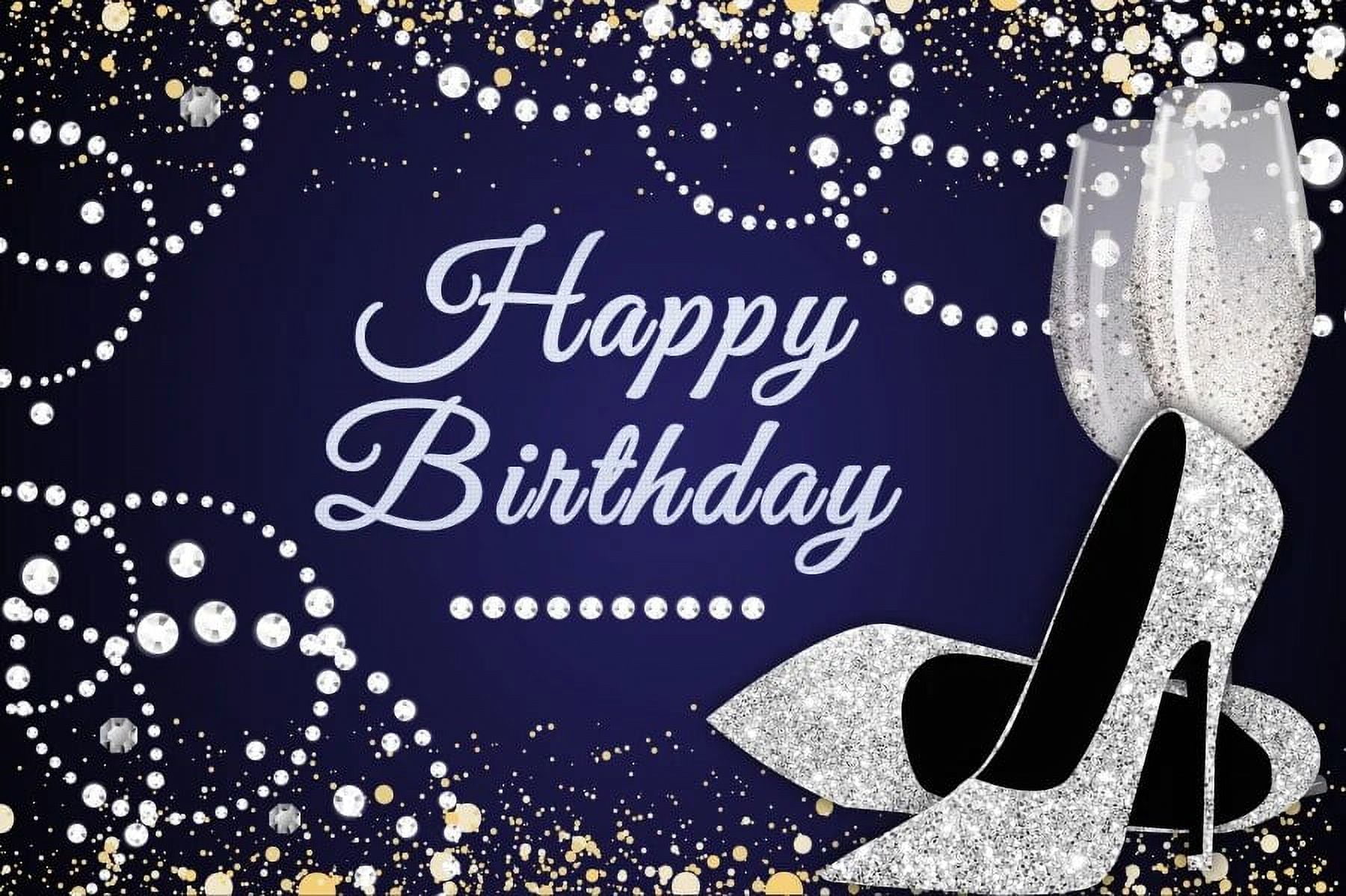 45th Birthday Banner Light Bokeh Glitters Ribbons Diamond Custom Photography Backgrounds Photo ...