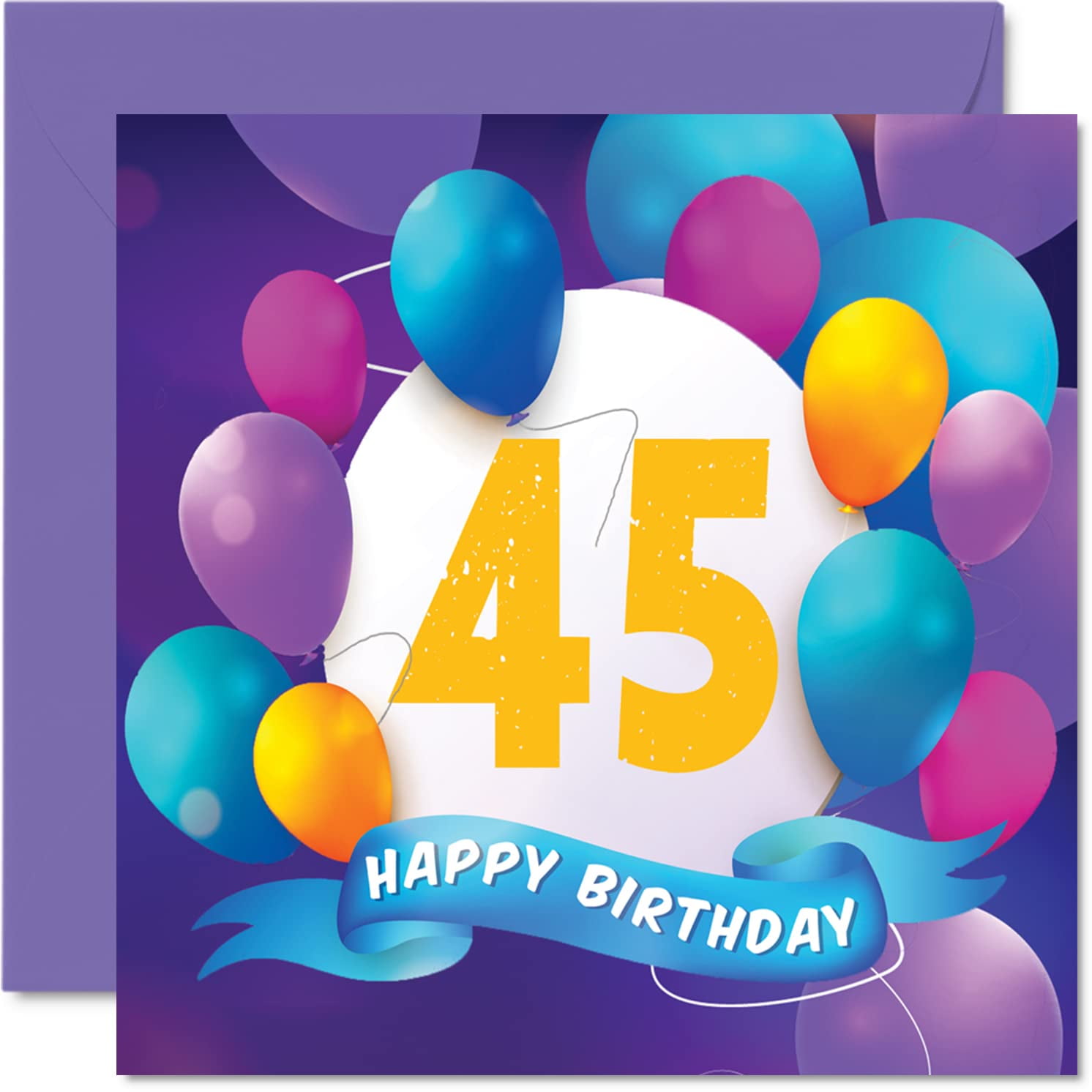 45th Birthday Card for Men Women - Balloon Party - Happy Birthday Cards ...