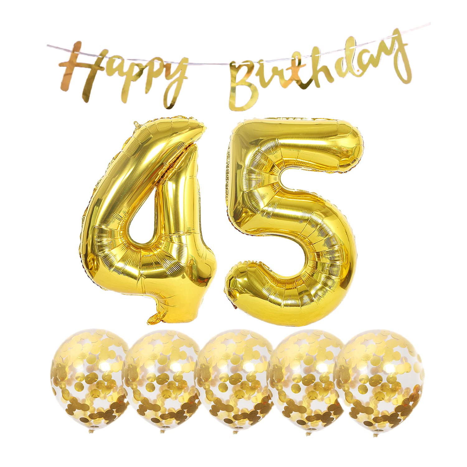45th Birthday Decoration Happy Birthday Banner Balloons 45 Years Old ...